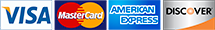 We accept Visa, Master Card, American Express and Discover.